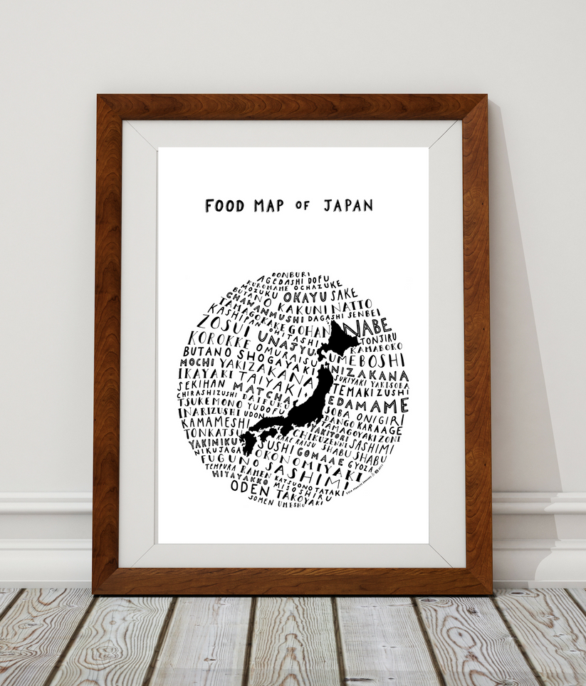 Typographic Food Map of Japan - White Poster – The Legal Nomads Shop