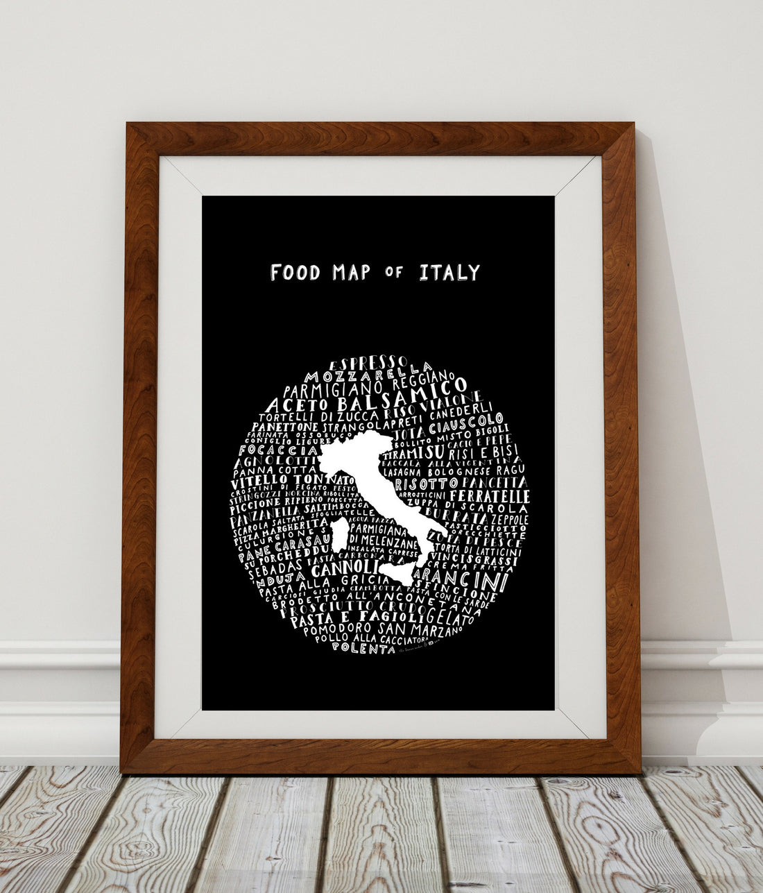 Typographic Food Map of Italy - Black Poster – The Legal Nomads Shop