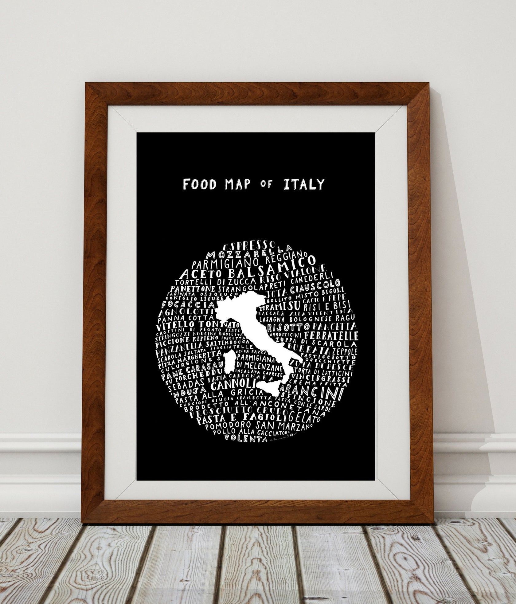 Typographic Food Map of Italy - Black Poster – The Legal Nomads Shop