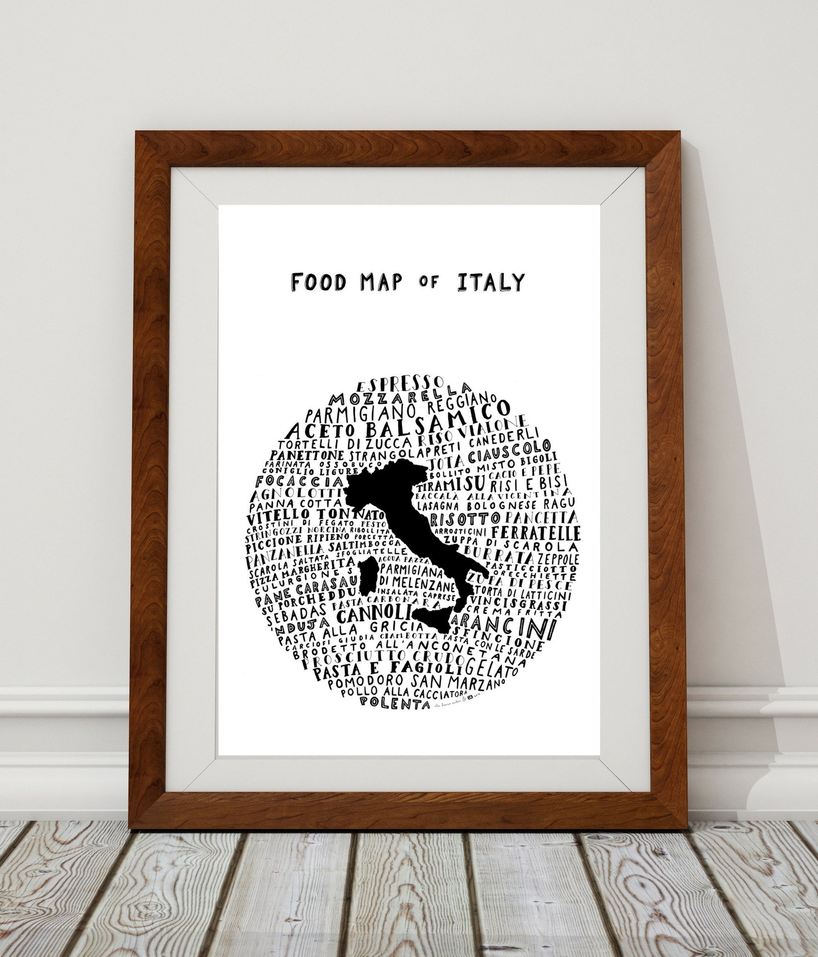 Typographic Food Map of Italy - White Poster – The Legal Nomads Shop
